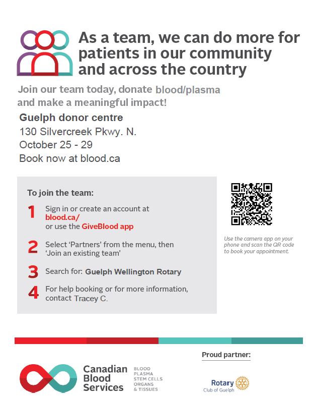 Give Blood GW Rotary Club | Rotary Club of Guelph Wellington