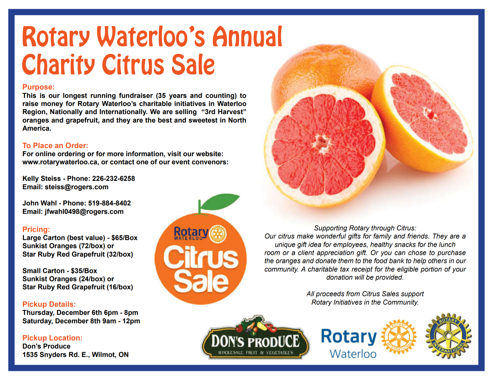 2018 Annual Citrus Sale | Rotary Club of Waterloo