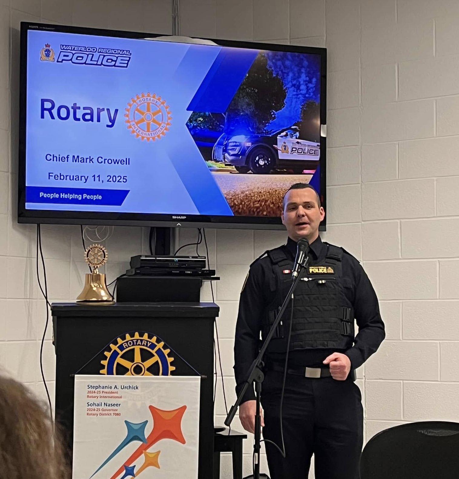 5 Club Rotary meeting with Chief Mark Crowell | Rotary Club of Waterloo