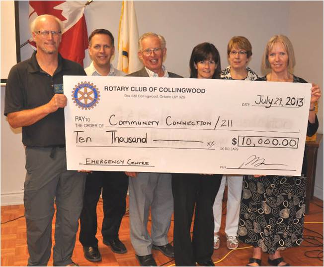 Rotary Donation Supports Local 211 Service | Rotary Club of Collingwood