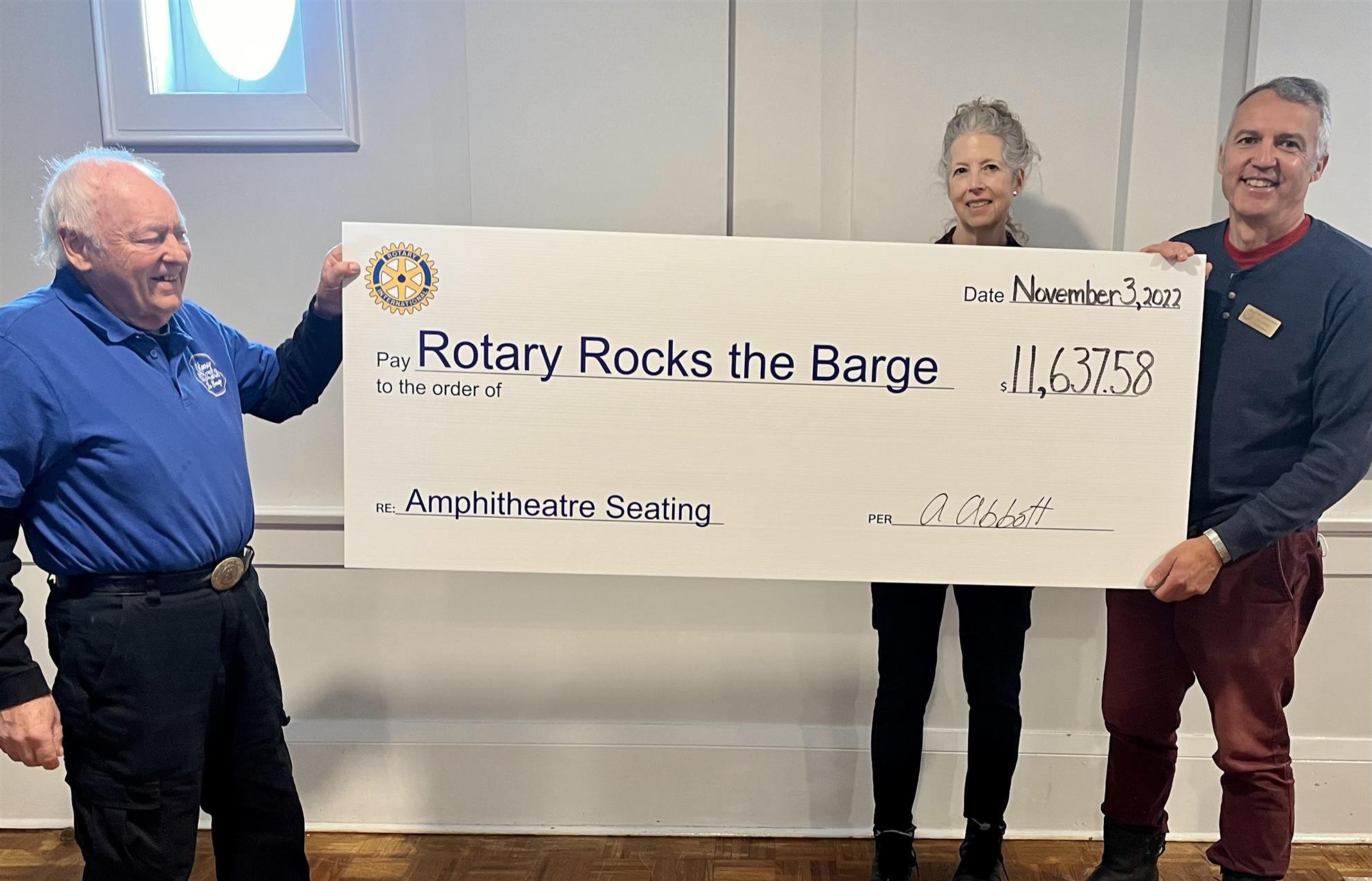 Donation to Rotary Rocks the Barge | Rotary Club of Gravenhurst