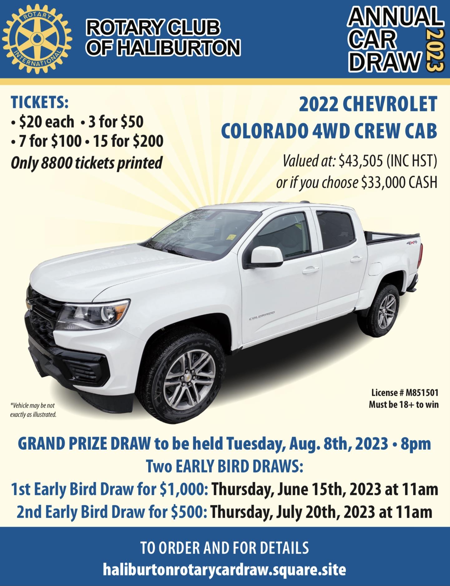 2023 Car Draw Tickets Are Now Available | Rotary Club of Haliburton