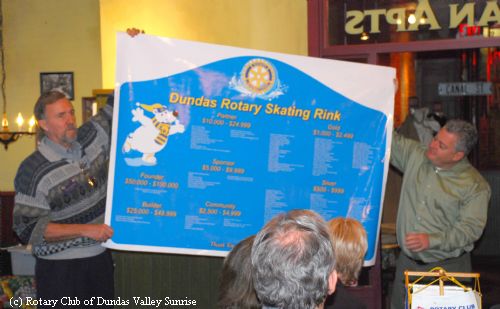 Draft Ice Rink Sign Unveiled | Rotary Club of Dundas Valley Sunrise