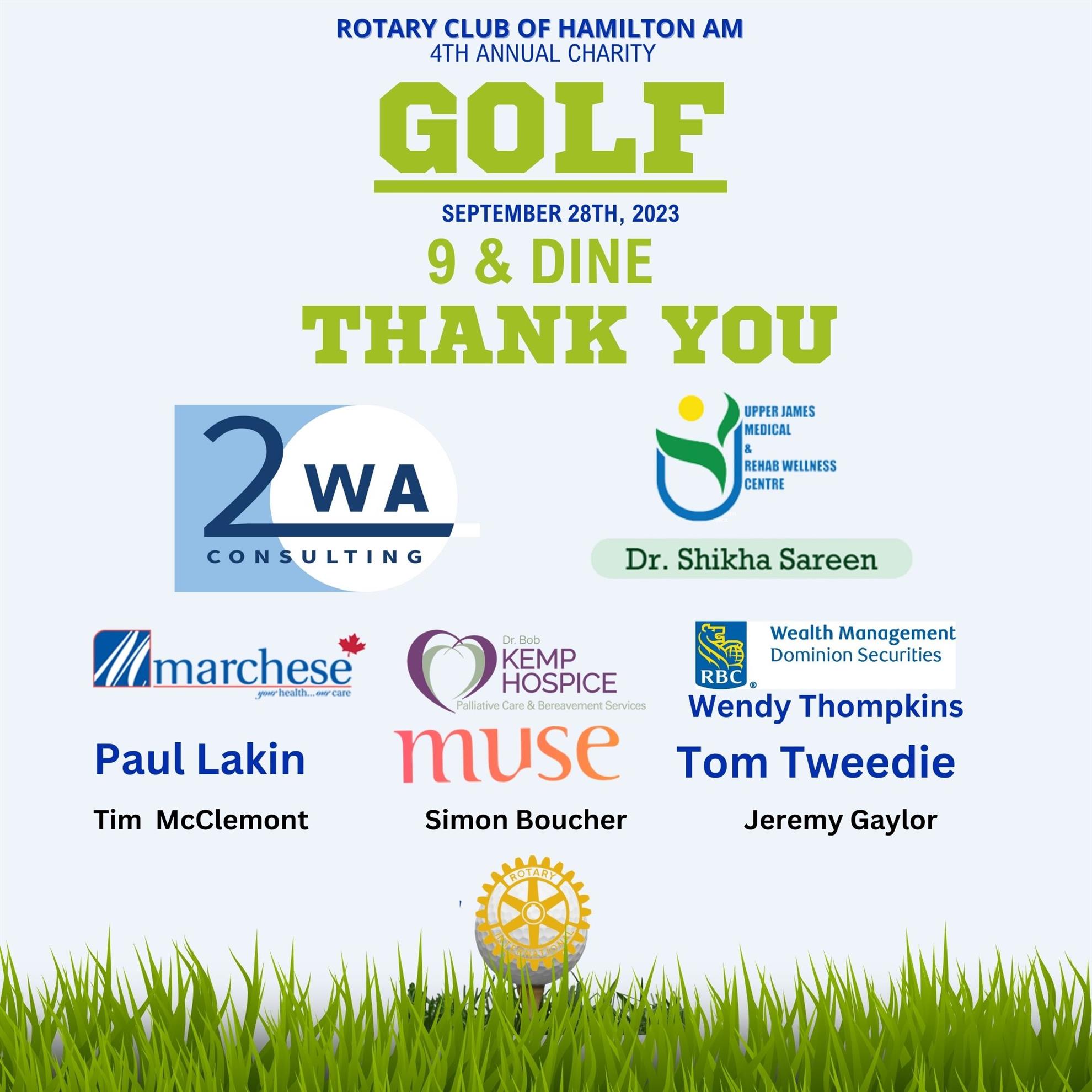 Sept. 28th Golf Day raises $8,100 | Rotary Club of Hamilton AM