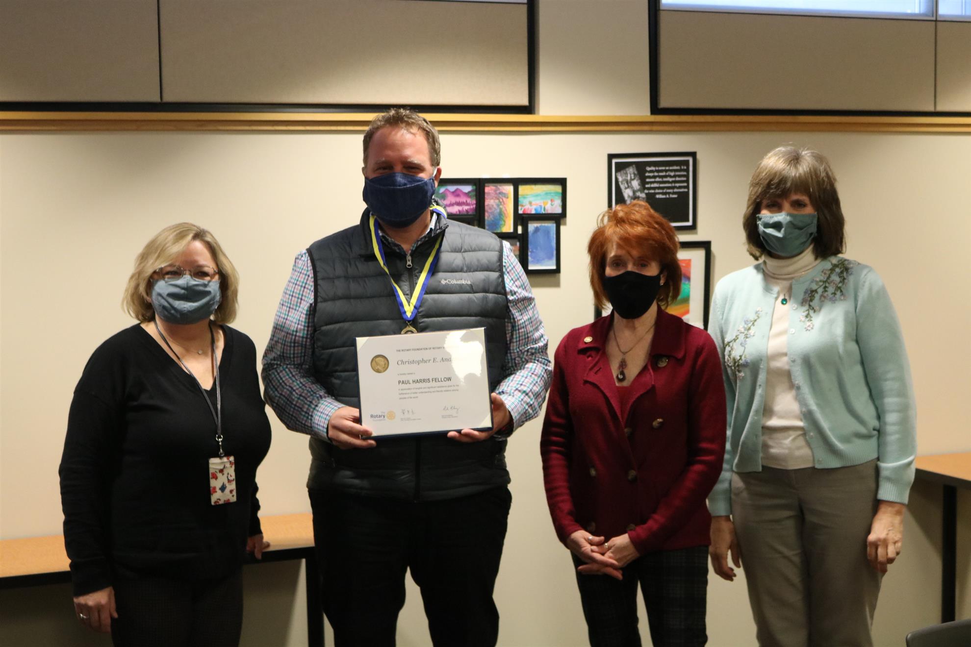 Lisa Goodell & Chris Anderson receive Paul Harris Fellows | Rotary Club ...