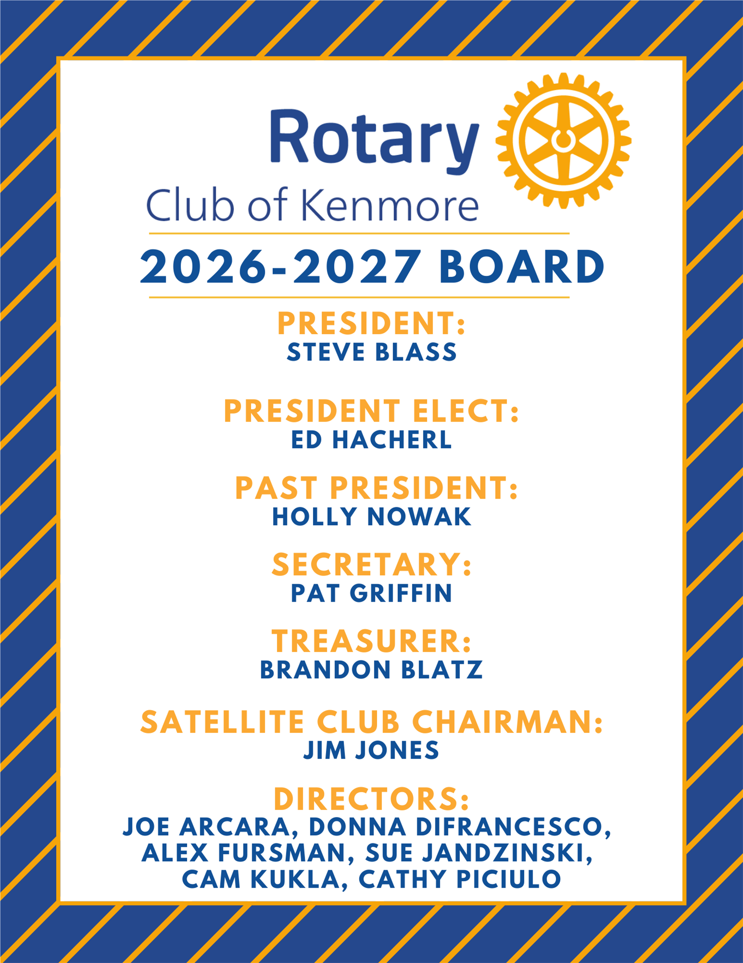 2026-2027 Board Announced | Rotary Club of Kenmore