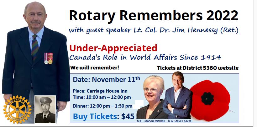 Rotary Remembers November 11, 2022 | Rotary Club of Calgary Heritage Park
