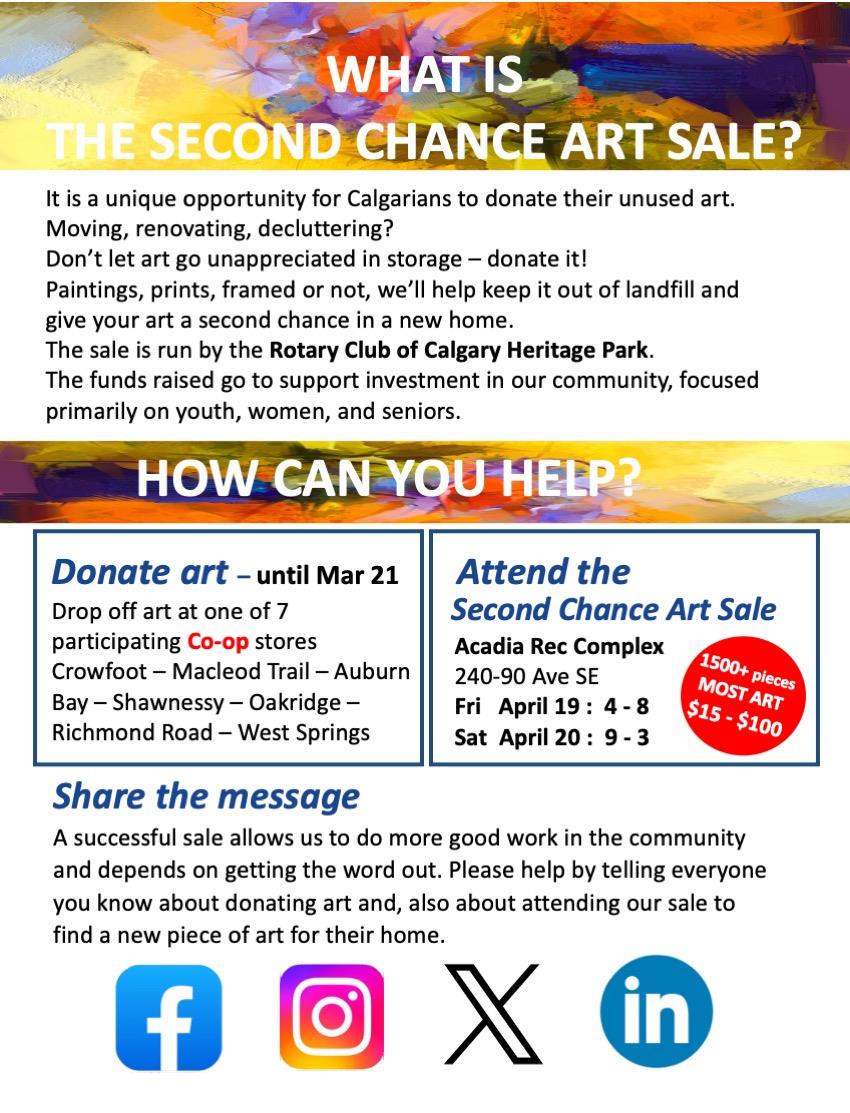 Second Chance Art Sale 2024 | Rotary Club of Calgary Heritage Park