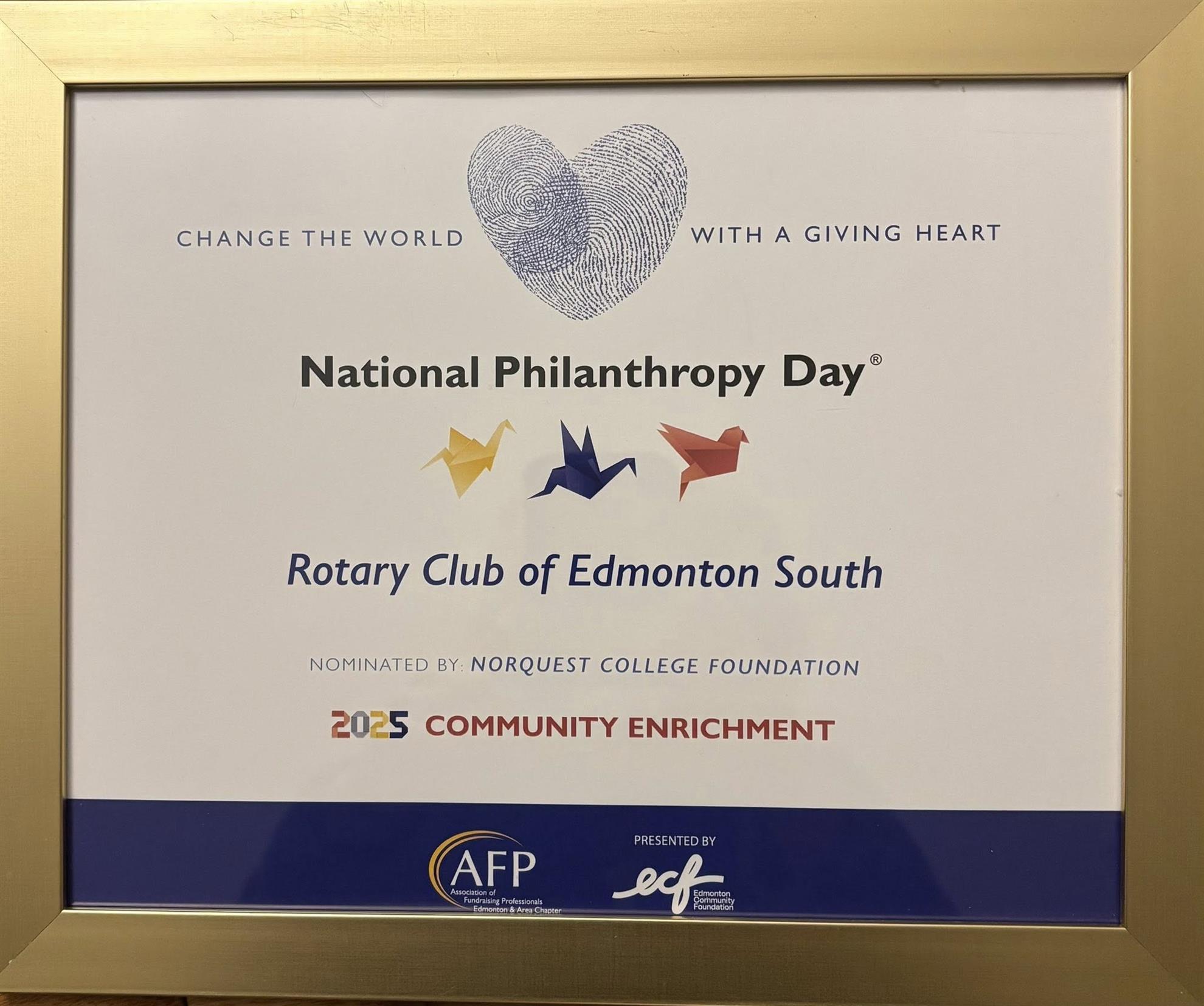 National Philanthropy Day | Rotary Club of Edmonton South