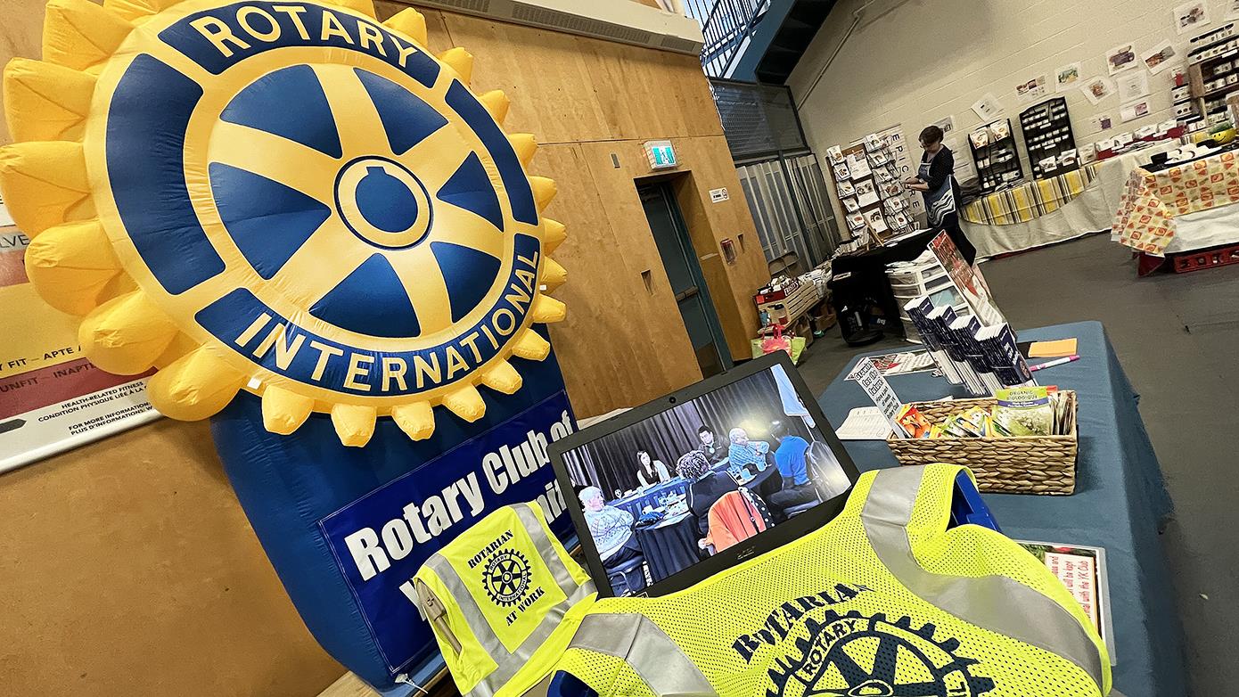 Good times at the trade show booth | Rotary Club of Yellowknife