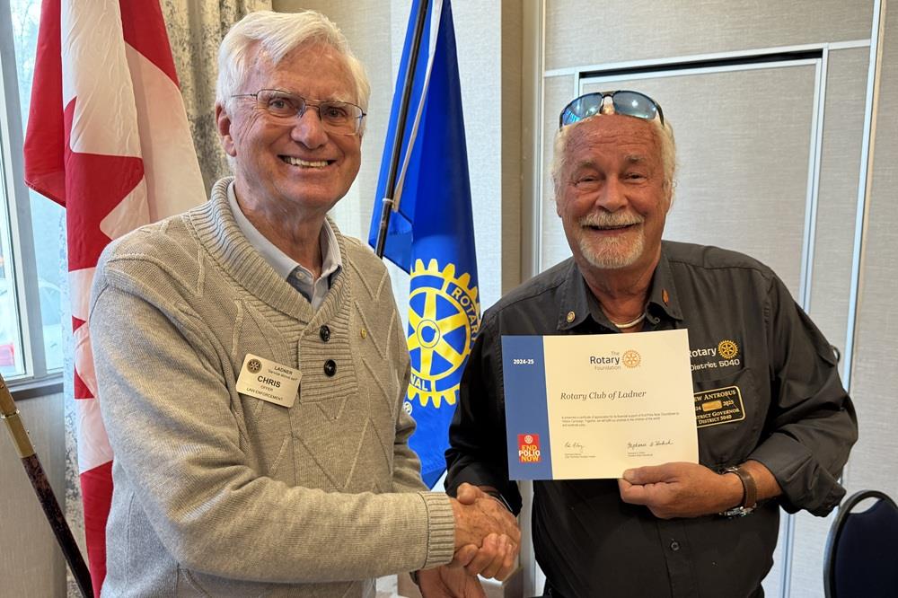 Ladner Rotary recognized for contributions to the internatonal Rotary ...