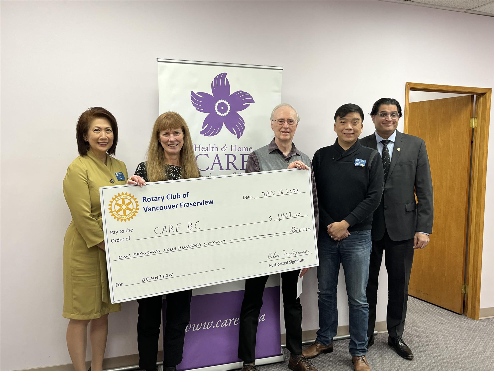 Care BC Donation | Rotary Club of Vancouver Fraserview
