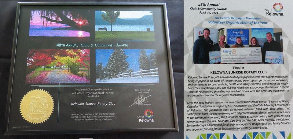 Club Recognized at the 48th annual Kelowna Civic & Community Awards ...