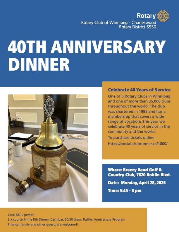 Club Anniversary Dinner | Rotary Club of Winnipeg-Charleswood