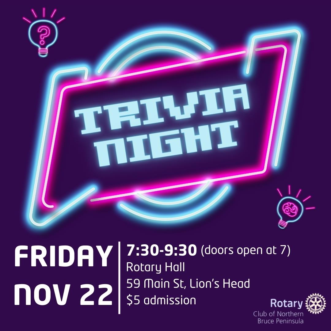 Trivia Night @ Rotary Hall - November 22, 2024 | Rotary Club of ...