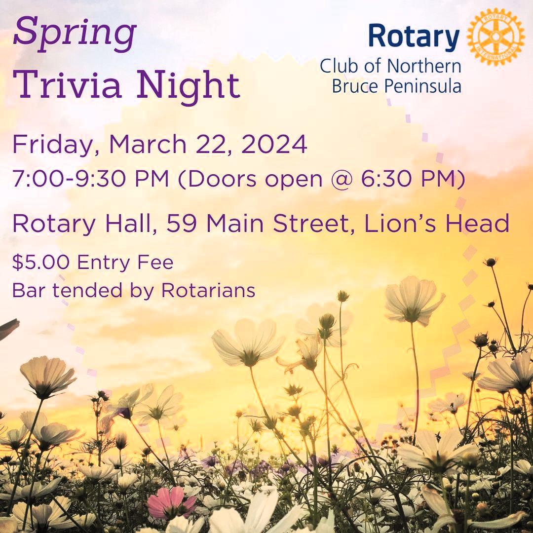 Spring Trivia Night at Rotary Hall | Rotary Club of Northern Bruce ...