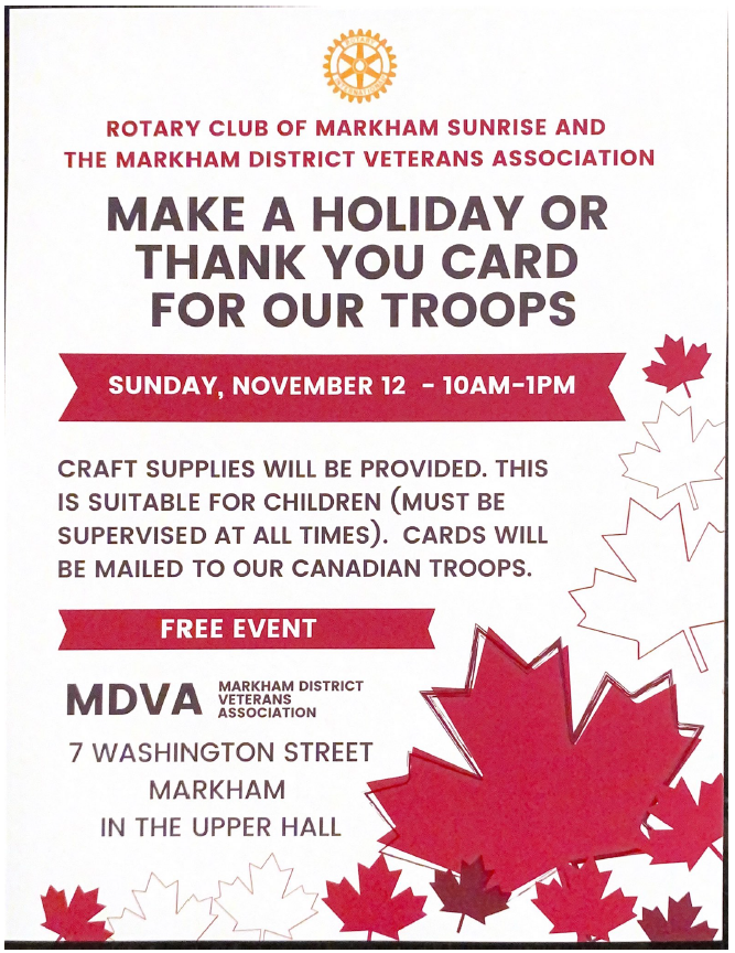 2023-Cards For Our Troops | Rotary Club of Markham Sunrise Inc.