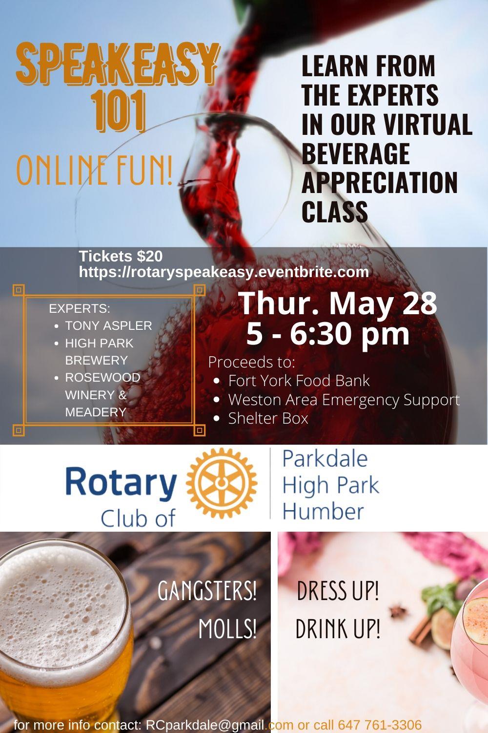 Speakeasy 101 Online Fundraiser Event Rotary Club Of Parkdale High