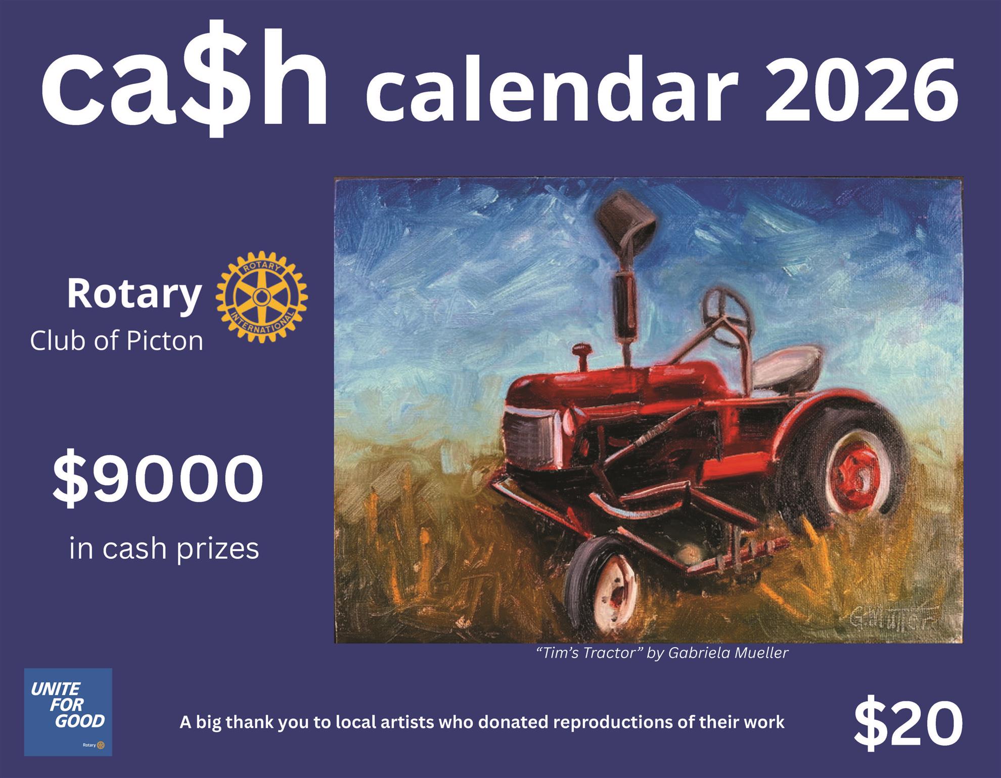 2026 Ca$h Calendars now available | Rotary Club of Picton