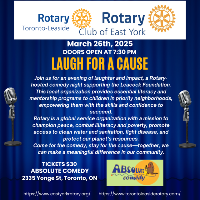 Get ready to laugh for a great cause | Rotary Club of Toronto Leaside