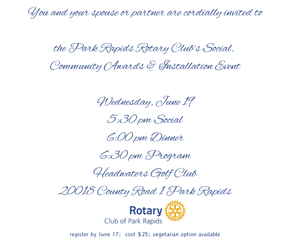 Rotary Awards & Installation Banquet | Rotary Club of Park Rapids