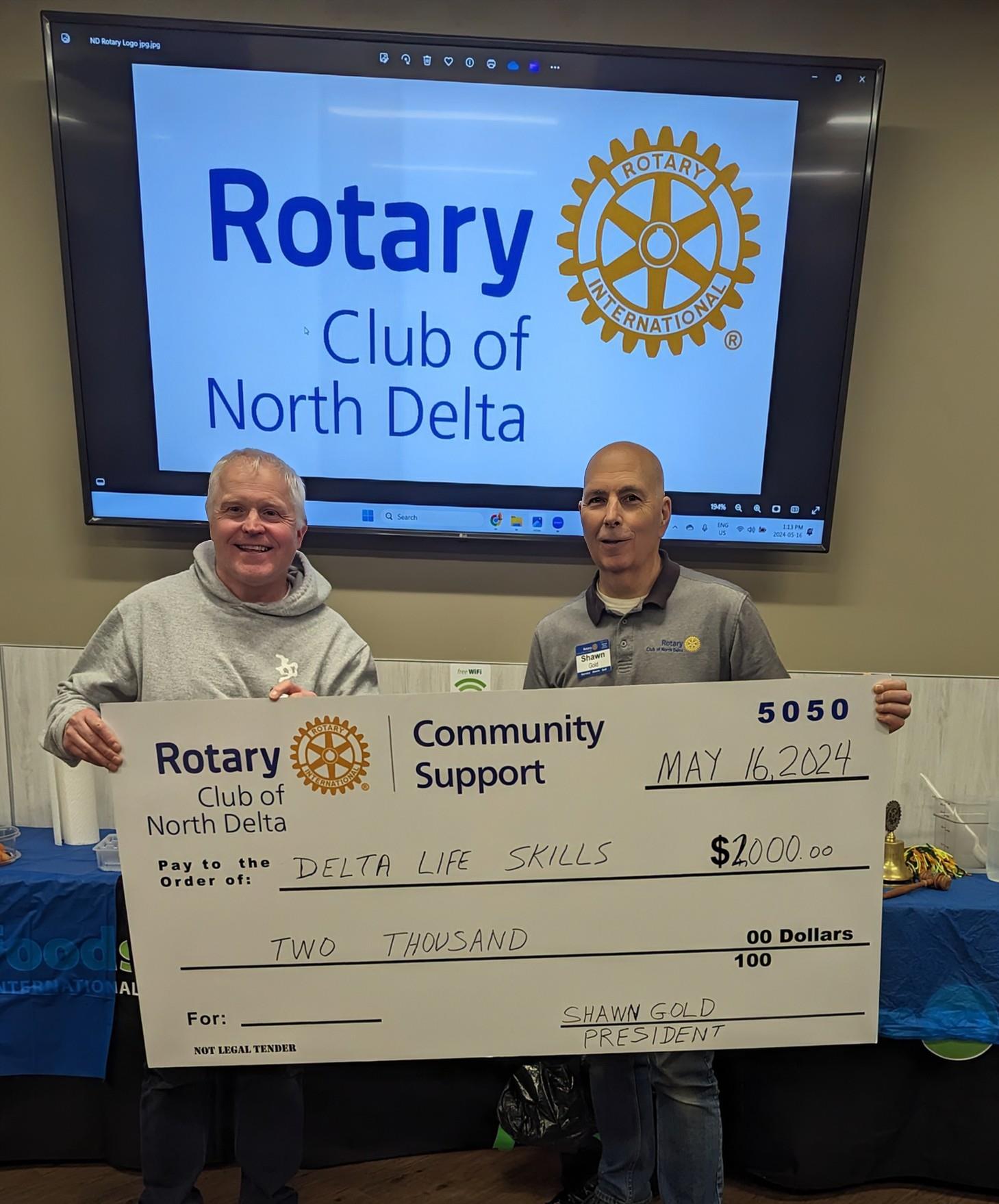 Delta Life Skills Donation 2024 | Rotary Club of North Delta