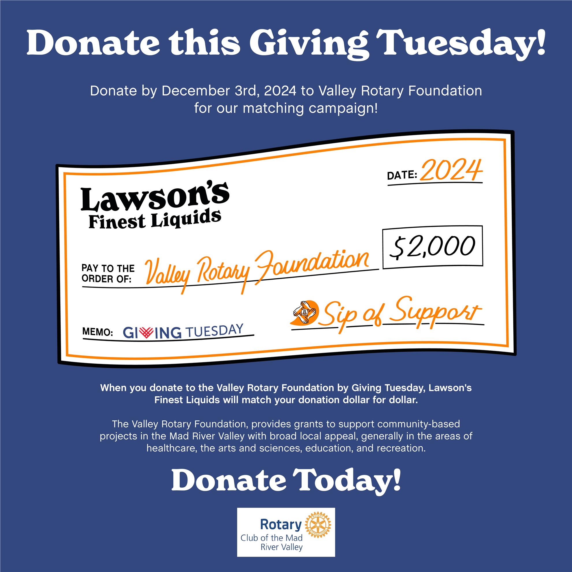 Giving Tuesday 2024 | Mad River Valley Rotary Club