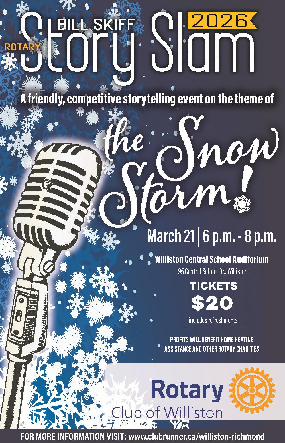 Bill Skiff Story Slam | Rotary Club of Williston-Richmond