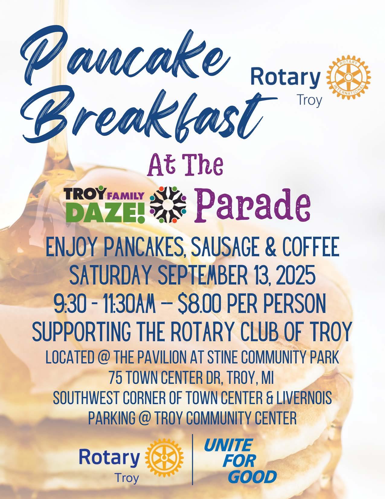2025 Troy Rotary Pancake Breakfast | Rotary Club of Troy - Michigan