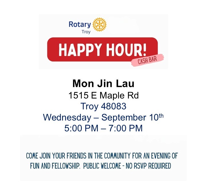 September 10th Happy Hour! | Rotary Club of Troy - Michigan