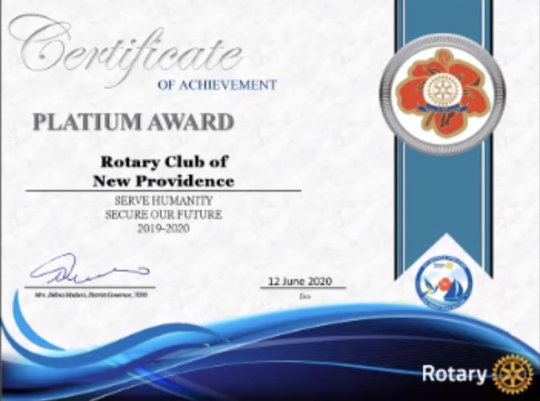 Certificate of Achievement | Rotary Club of New Providence