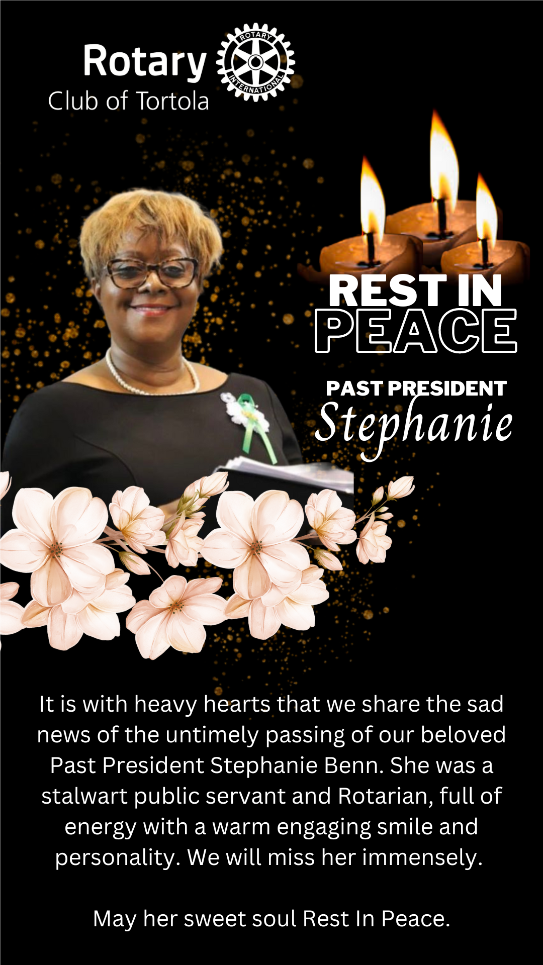 Rest in Peace: Past President Stephanie Benn | Rotary Club of Tortola