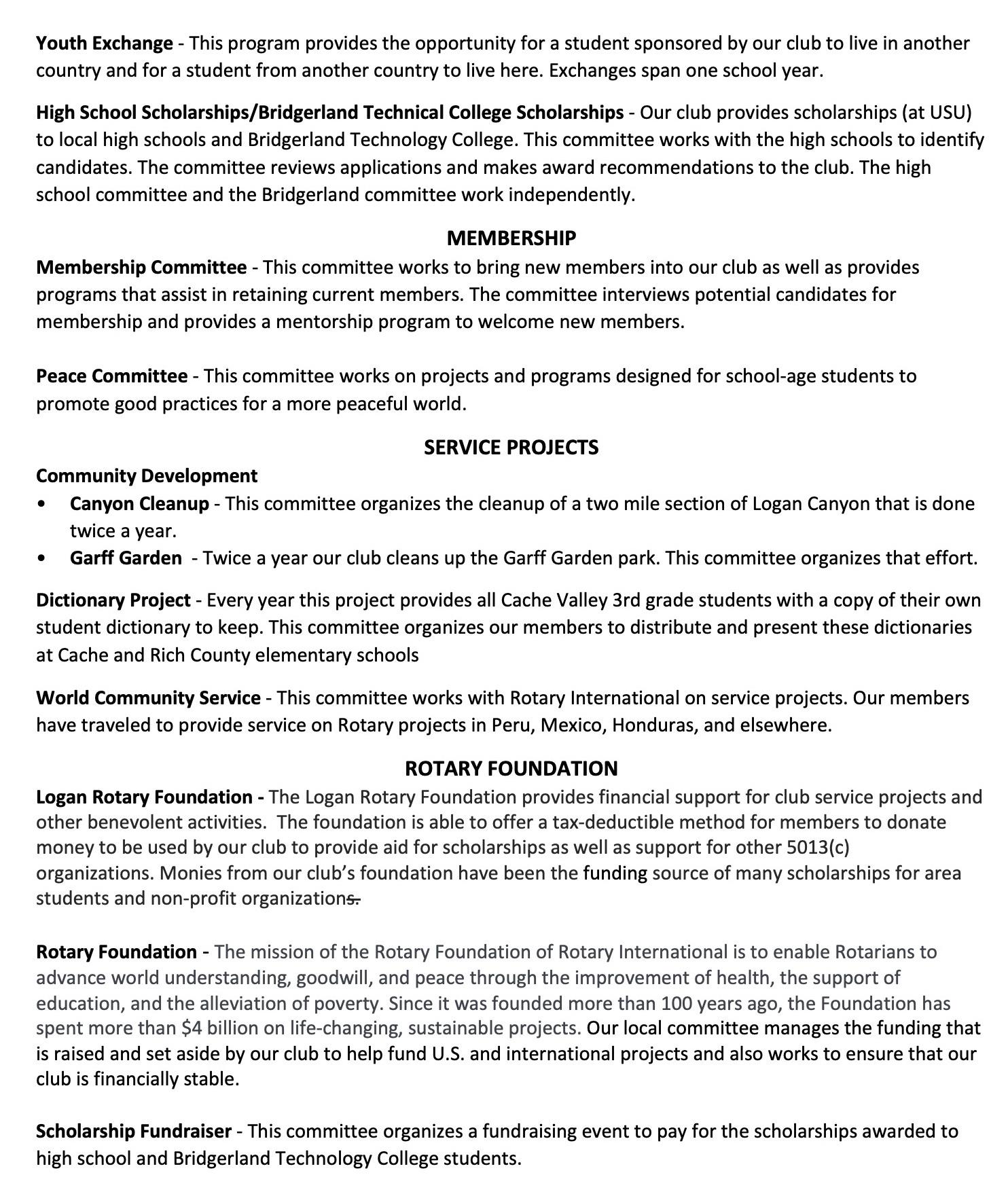 2021-2022 Club Committees | Rotary Club of Logan, Utah
