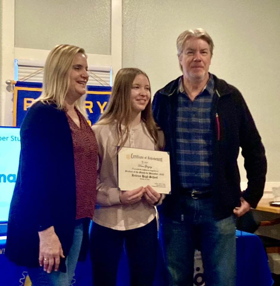 Dana Gingrey presented as the Hebron High School December 2022 Student ...