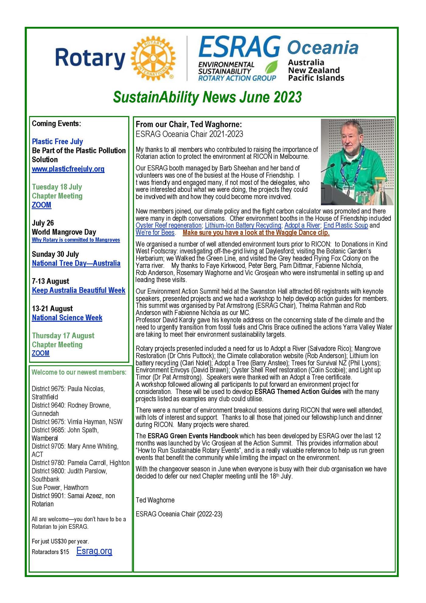 ESRAG Newsletter | Rotary Club of Torquay