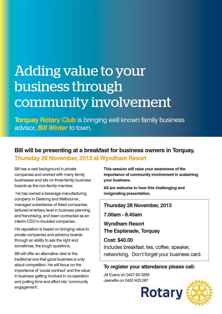 Rotary Breakfast Invitation | Rotary Club of Torquay