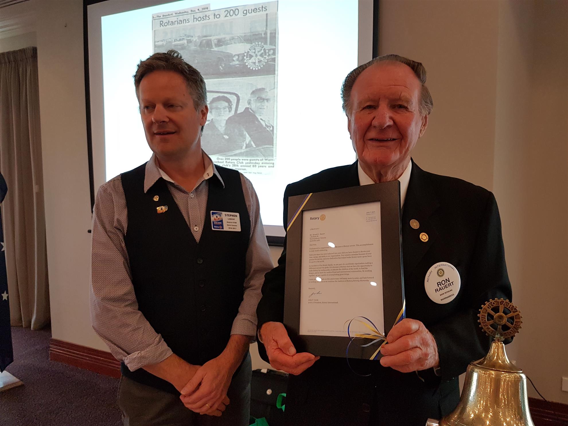 RON RAUERT CELEBRATES 60 YEARS OF ROTARY | Rotary Club of Warrnambool