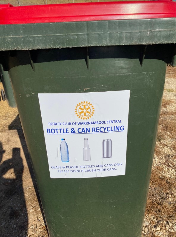New stickers on container recycling bins. | Rotary Club of Warrnambool ...
