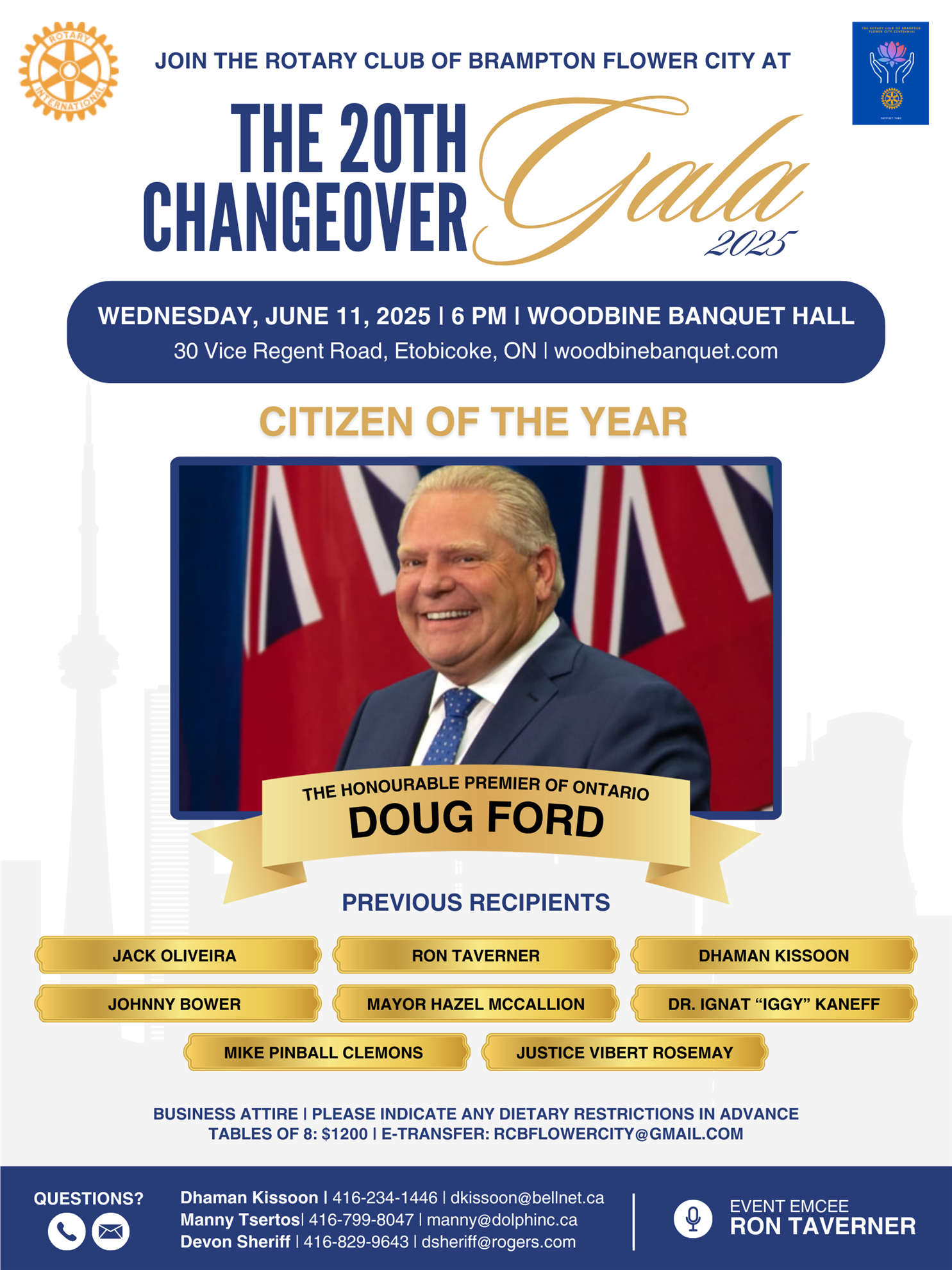 The 20th Change Over Gala 2025 | Rotary Club of Brampton Flower City ...