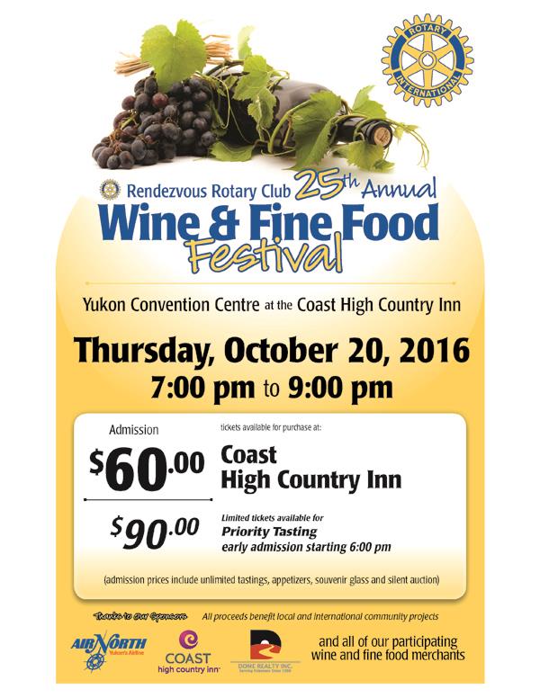 25th Annual Wine & Fine food Festival | Rotary Club of Whitehorse ...