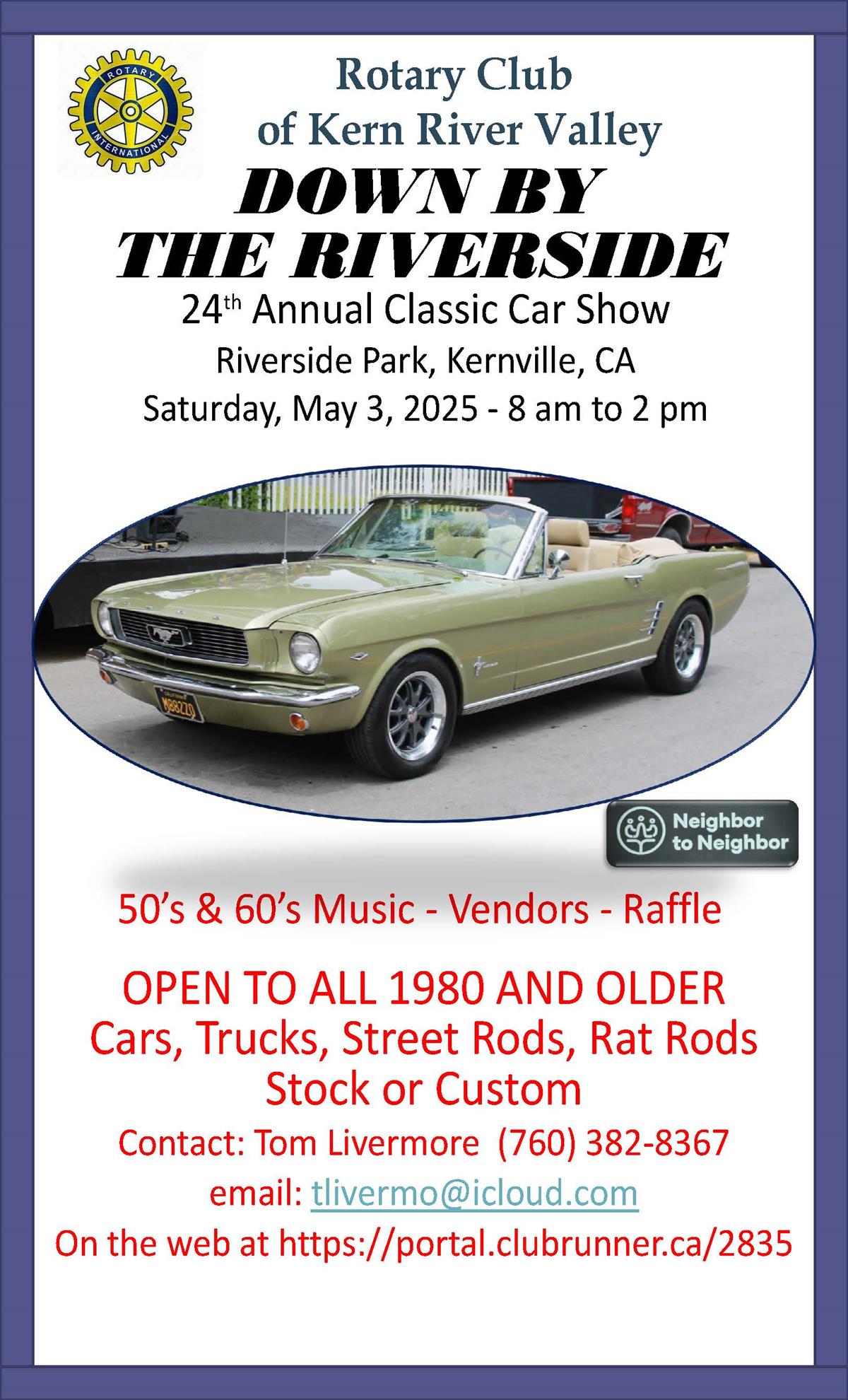Car Show May 3, at Riverside Park, Kernville | Rotary Club of Kern ...