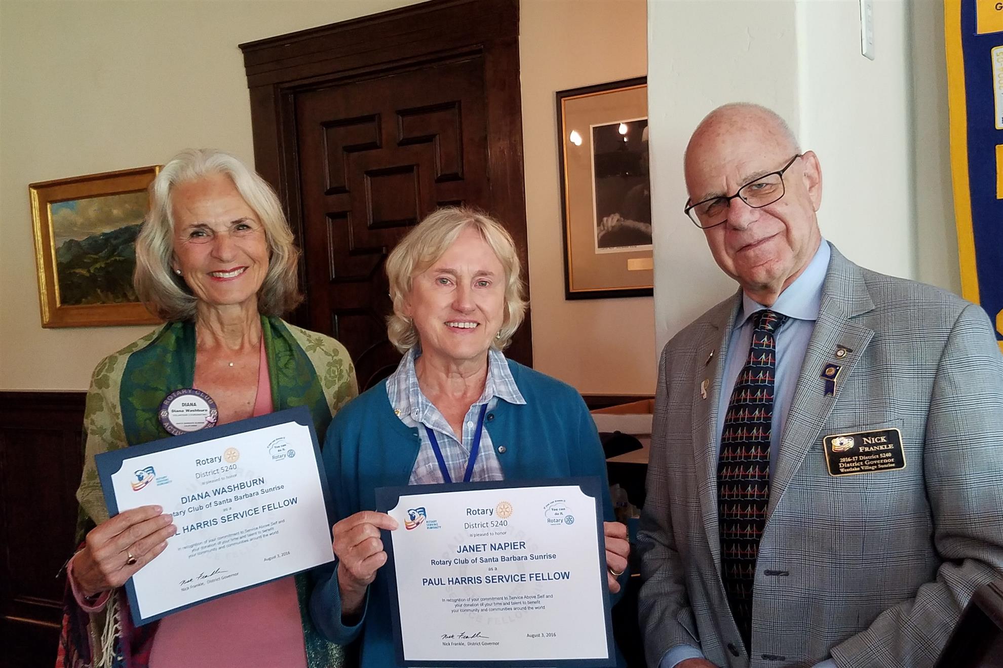 Diana Washburn and Janet Napier Honored with Paul Harris Service Awards ...