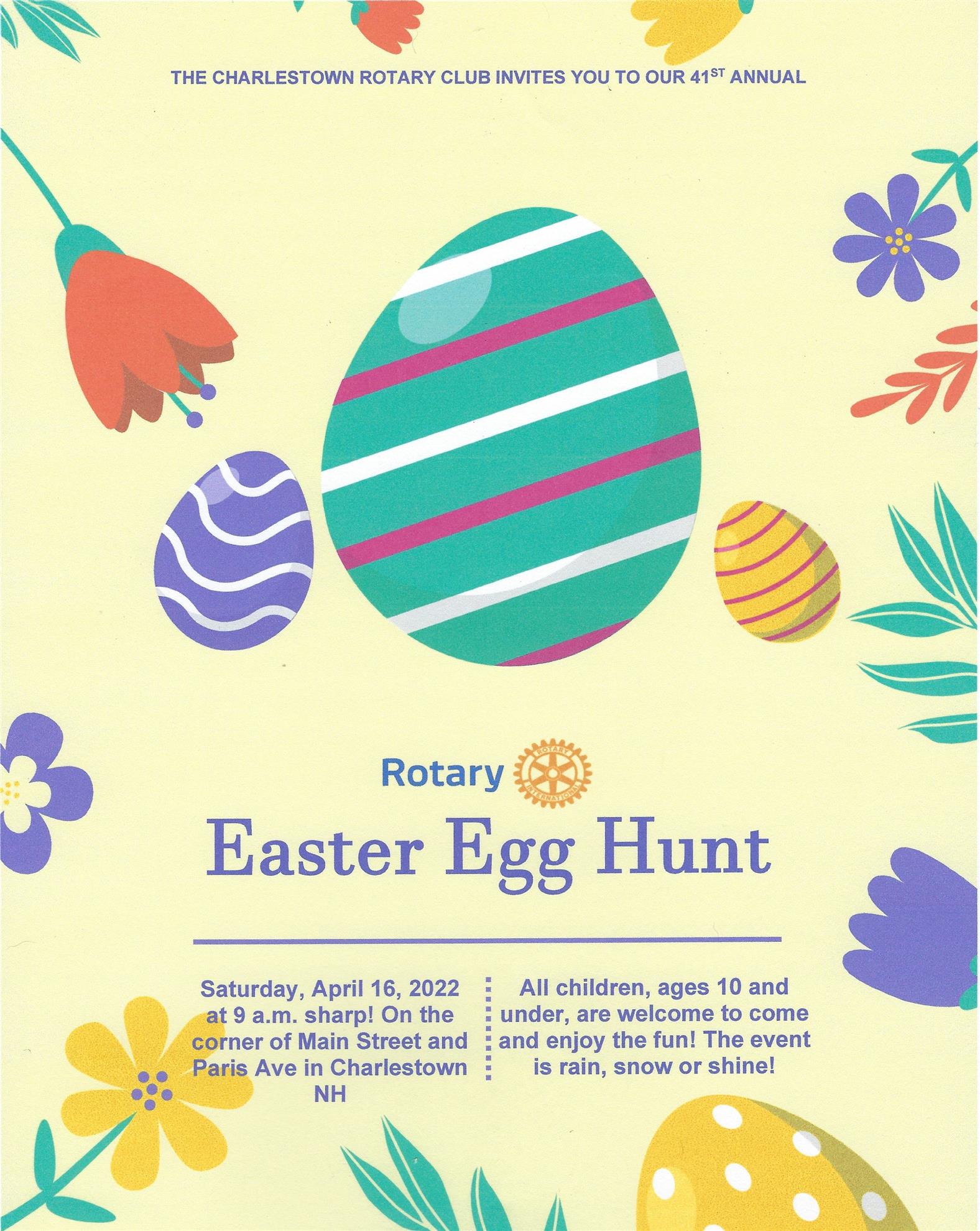 Annual Easter Egg Hunt Rotary Club Of Charlestown NH