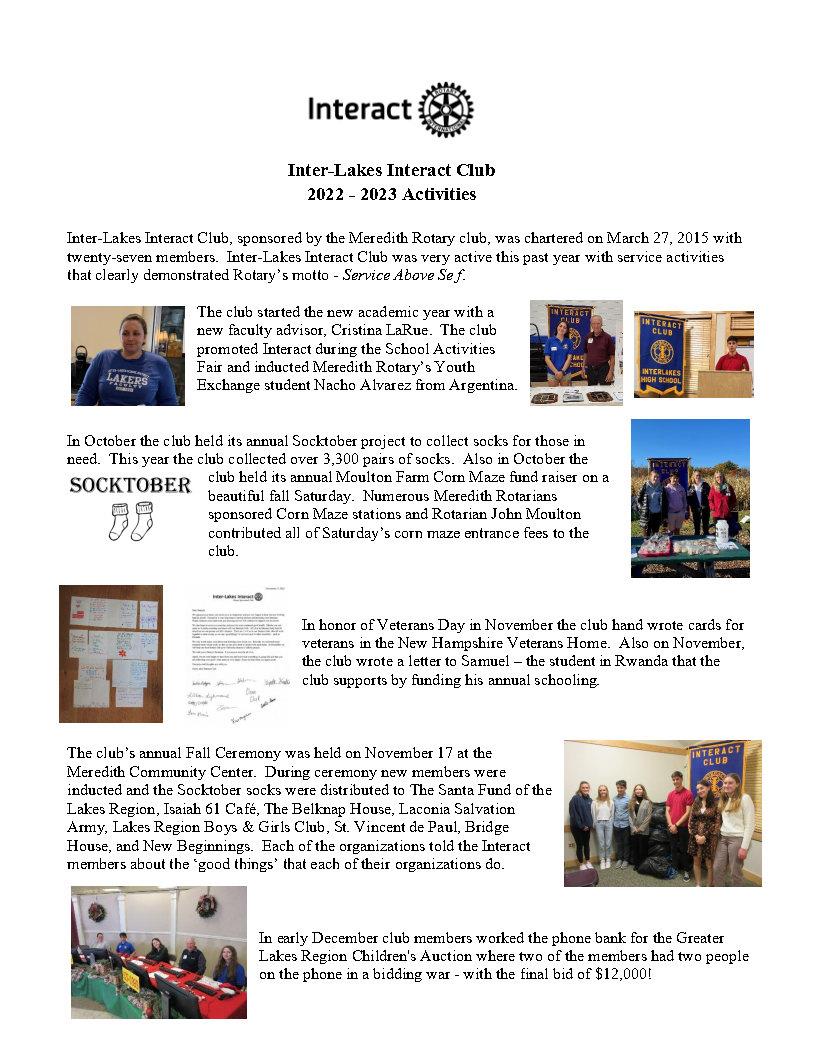 Inter-Lakes Interact | Rotary Club of Meredith