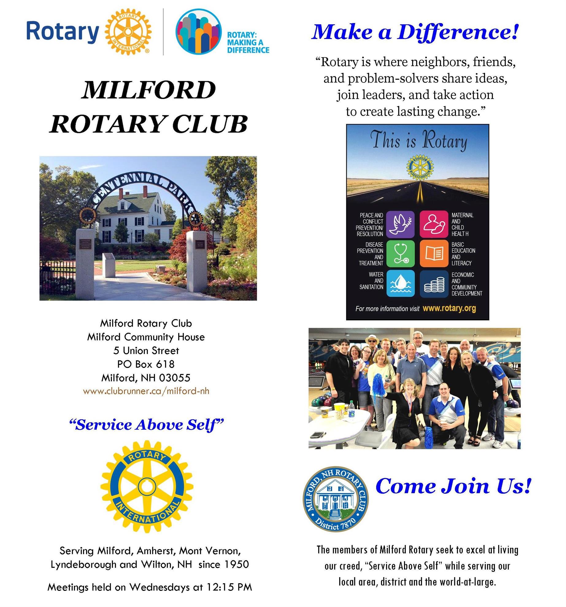 Club Brochure Rotary Club Of Milford New Hampshire