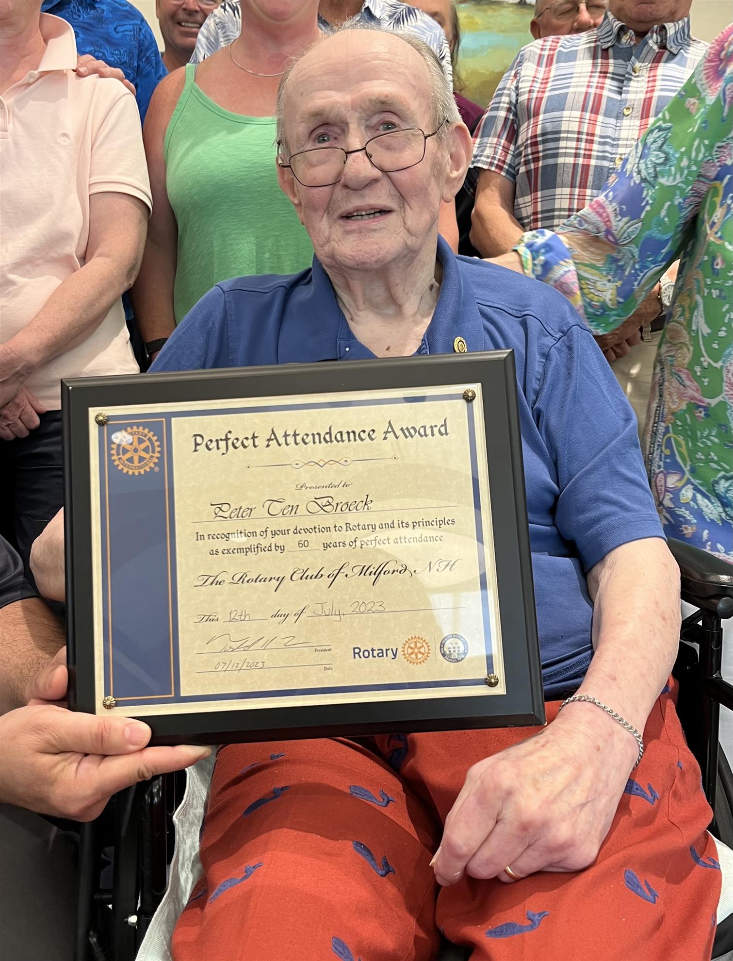 Peter Ten Broeck - 60th | Rotary Club of Milford, New Hampshire