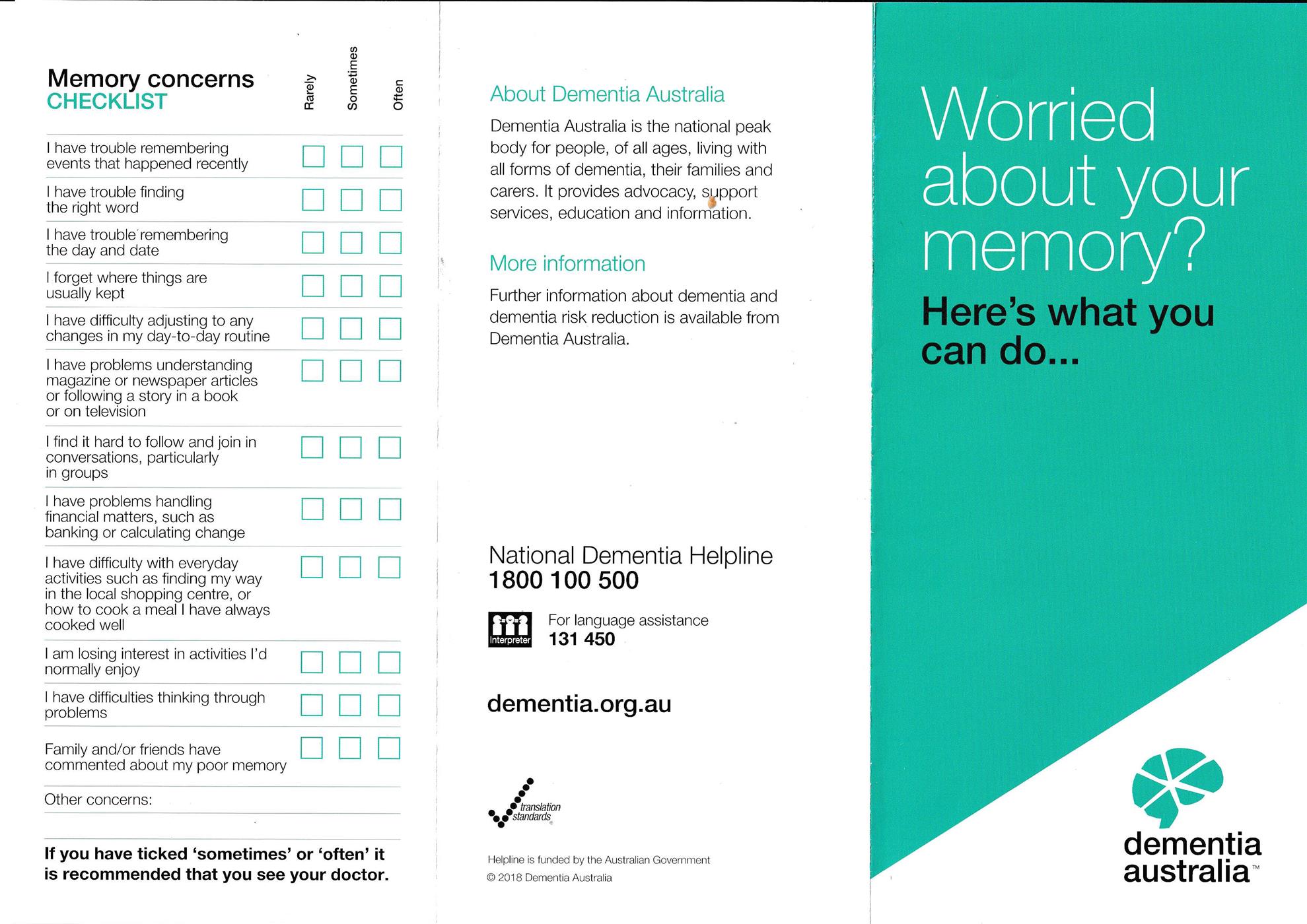 Dementia Australia - Worried about your memory? | Rotary Club of Port ...