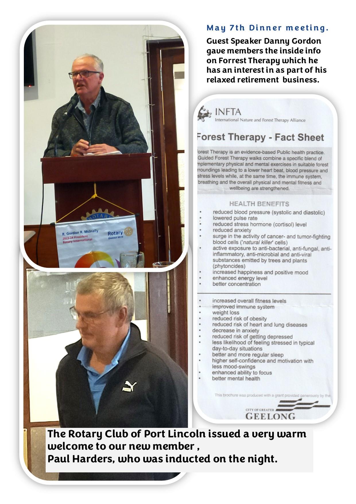 Danny Gordon, and Induction Paul Harders 7'05 | Rotary Club of Port Lincoln