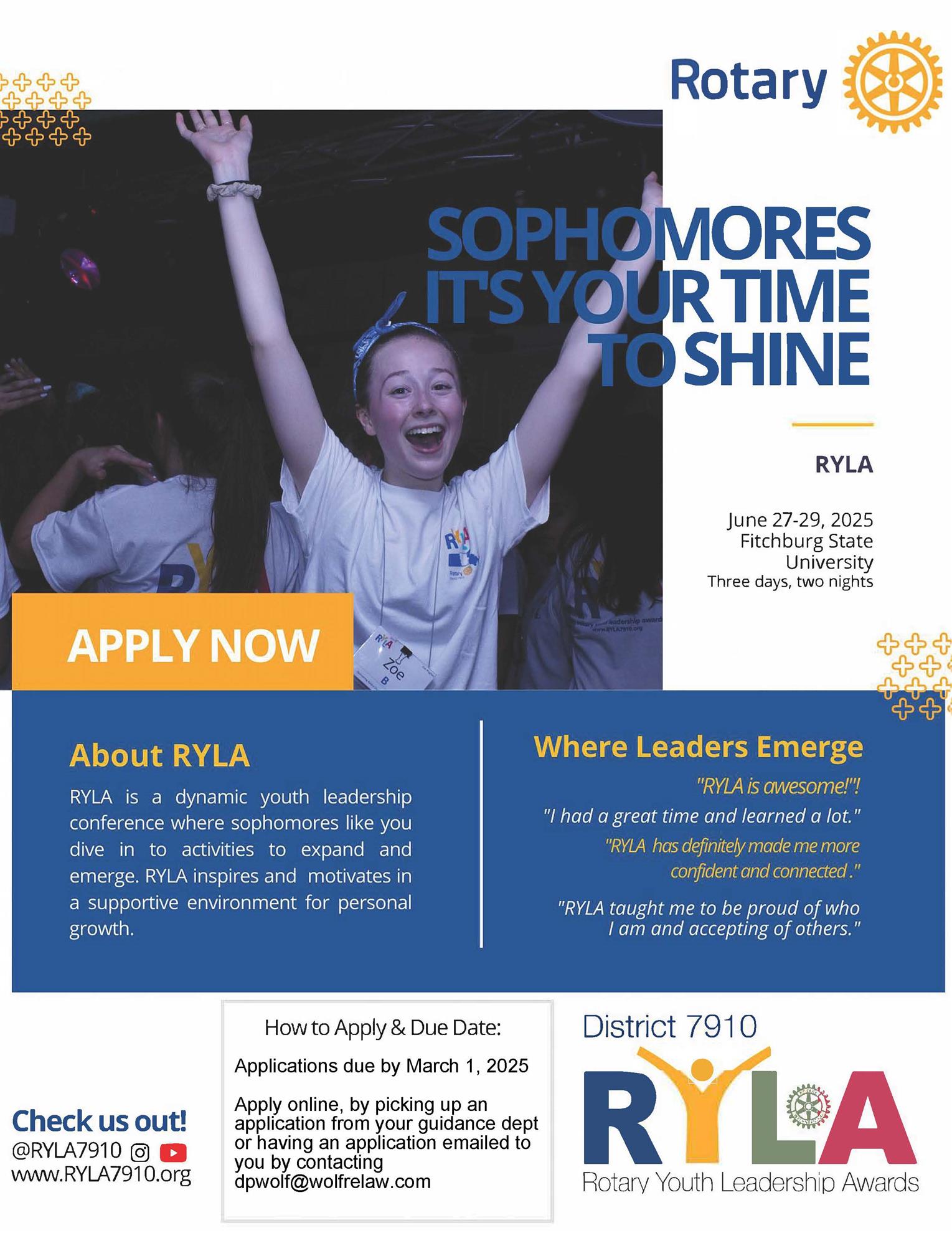 Rotary Youth Leadership Awards | Milford Rotary Club