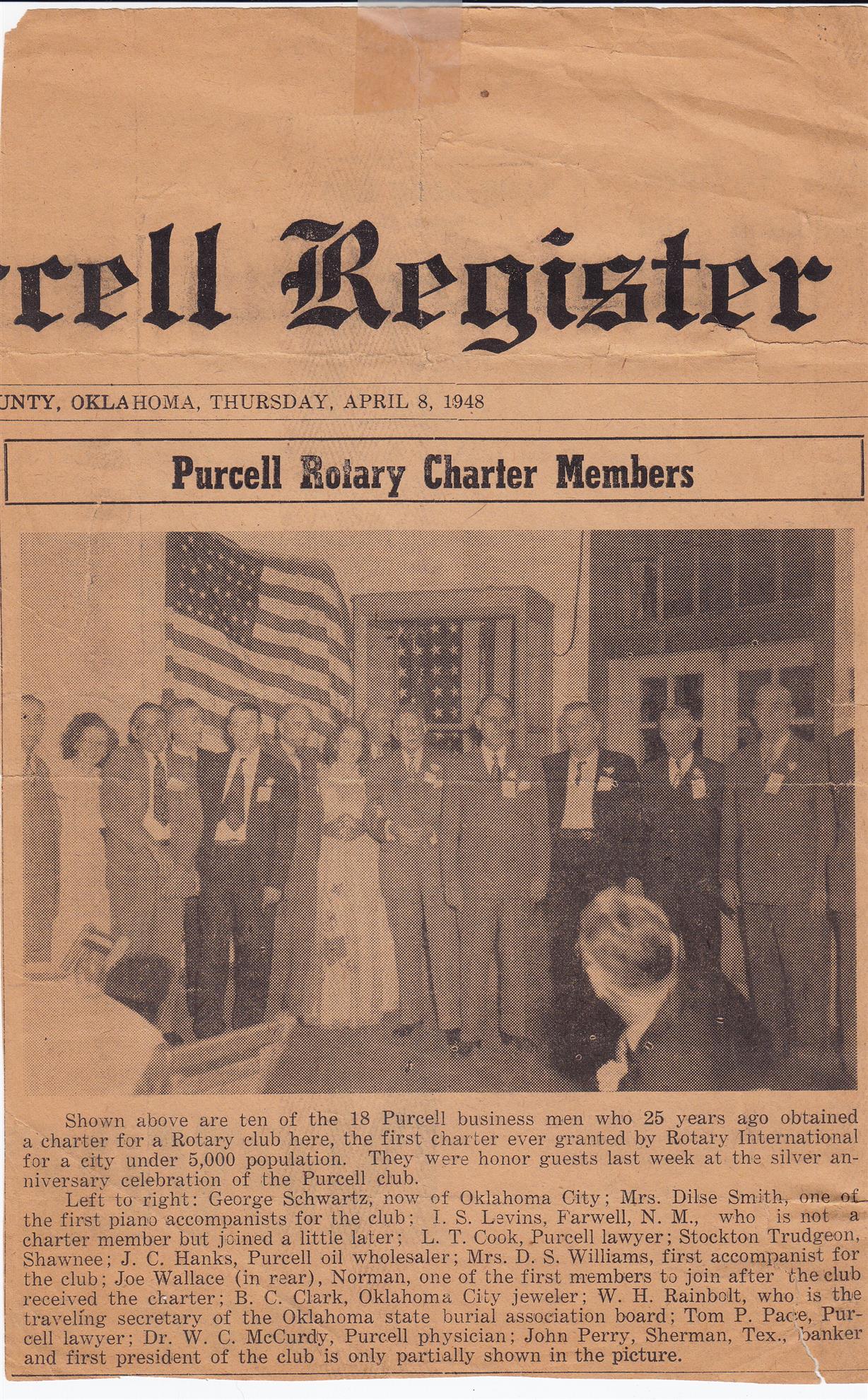 Charter Members | Rotary Club of Purcell
